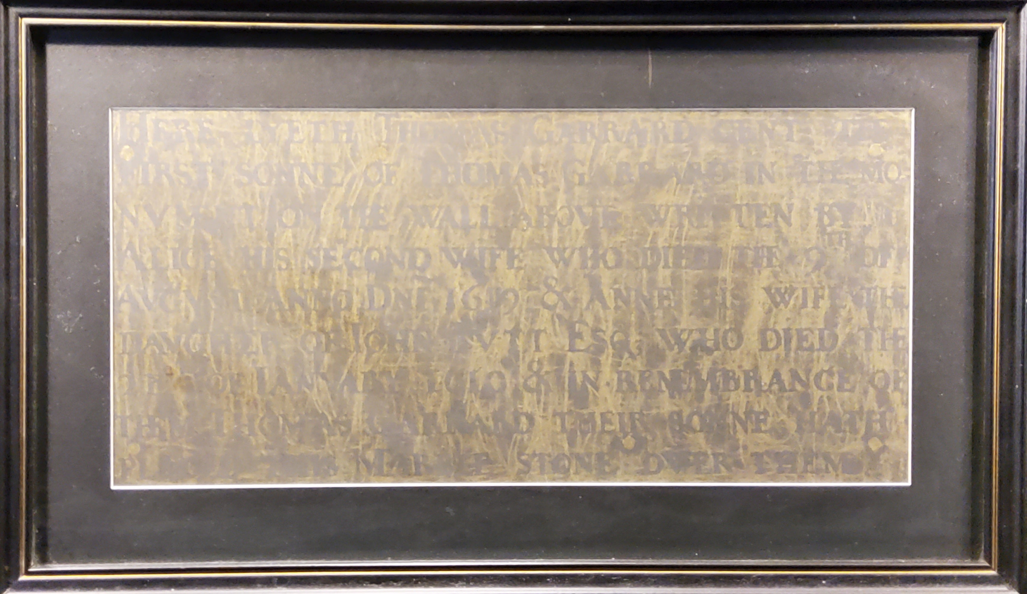 English Tombstone Rubbing - Thomas Garrard - 1610 - DS | Metro Gallery ...